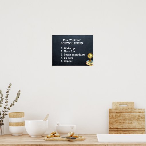 School Rules Chalkboard Classroom Poster | Zazzle