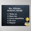 School Rules Chalkboard Classroom Poster | Zazzle
