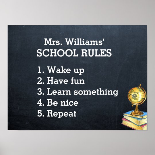School Rules Chalkboard Classroom Poster | Zazzle.com