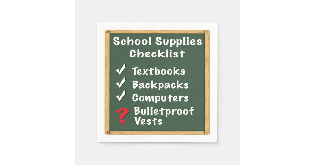 School Safety Supplies Checklist Napkins | Zazzle