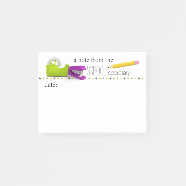 School Secretary Colorful Sticky Notes | Zazzle