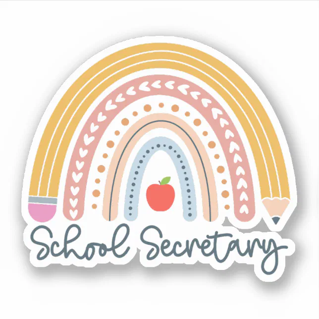 School Secretary Rainbow Administrative Assistant Sticker | Zazzle