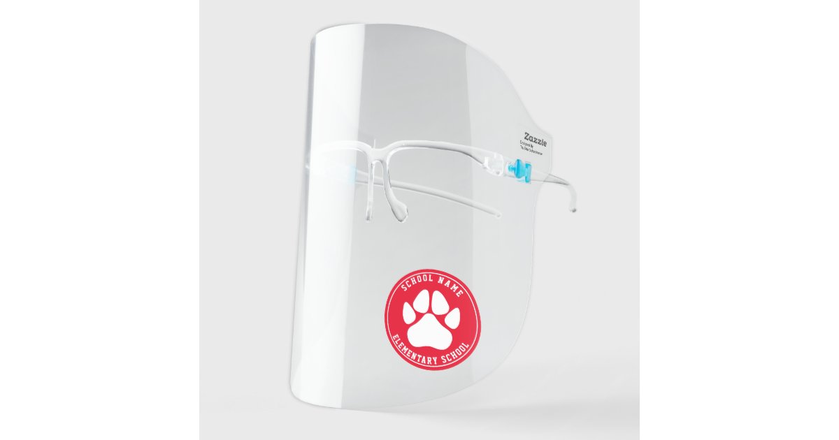 School Spirit Red & White Paw Print Teacher Face Shield | Zazzle