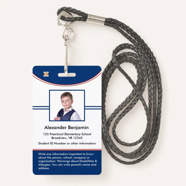 School Student Boy Girl ID Identification Card Badge | Zazzle