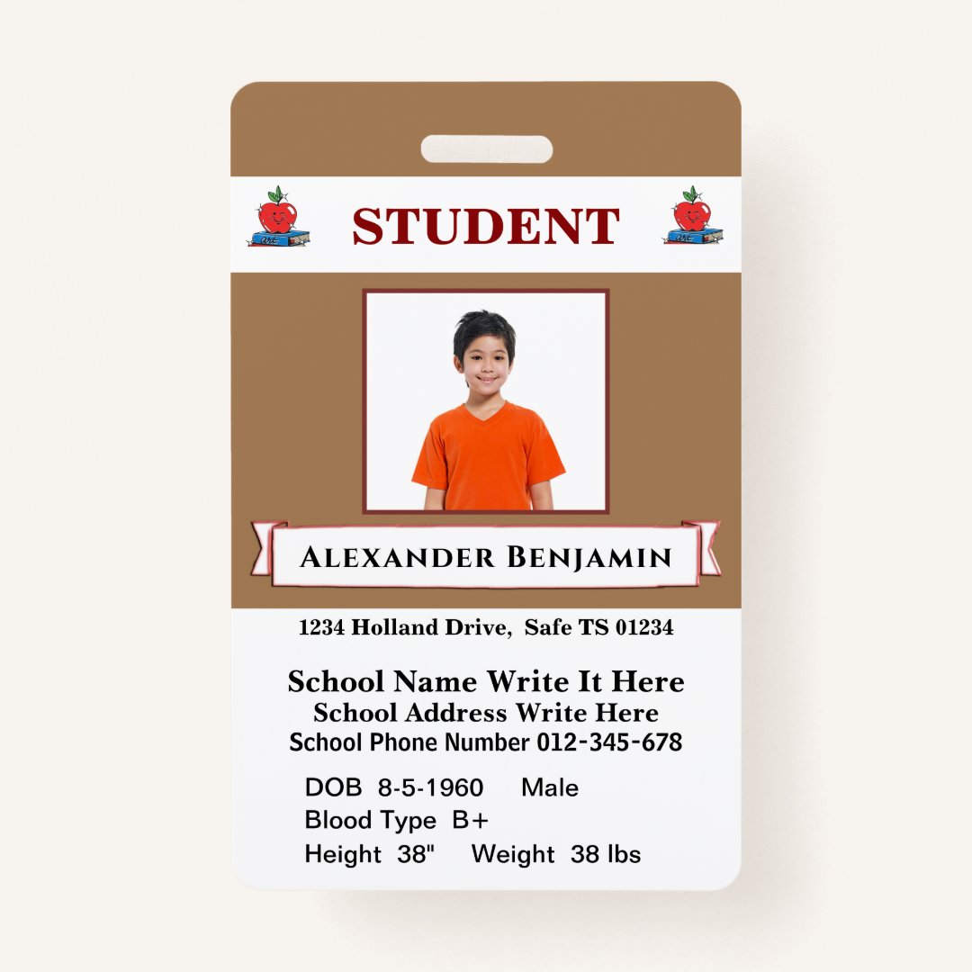 School Student Child Photo Id Identification Card Badge | Zazzle