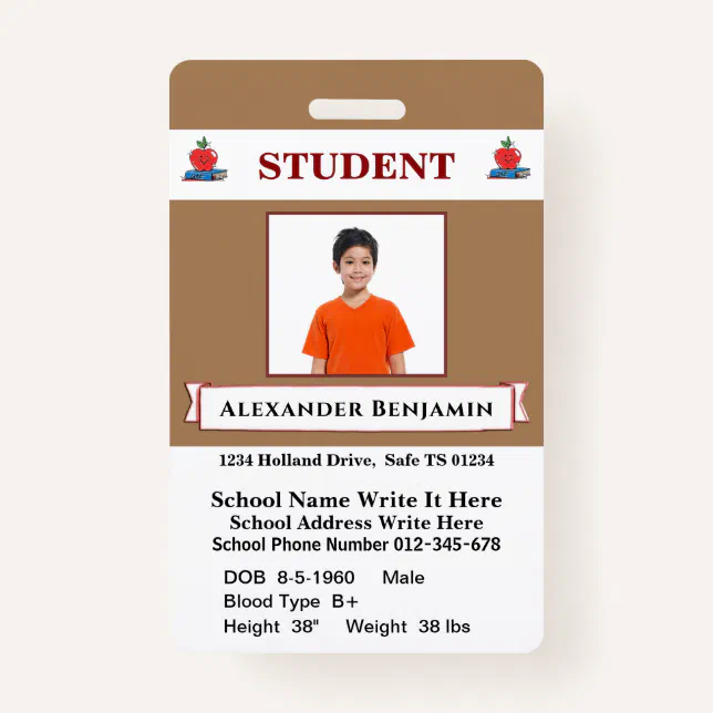 School Student Child Photo Id Identification Card Badge | Zazzle