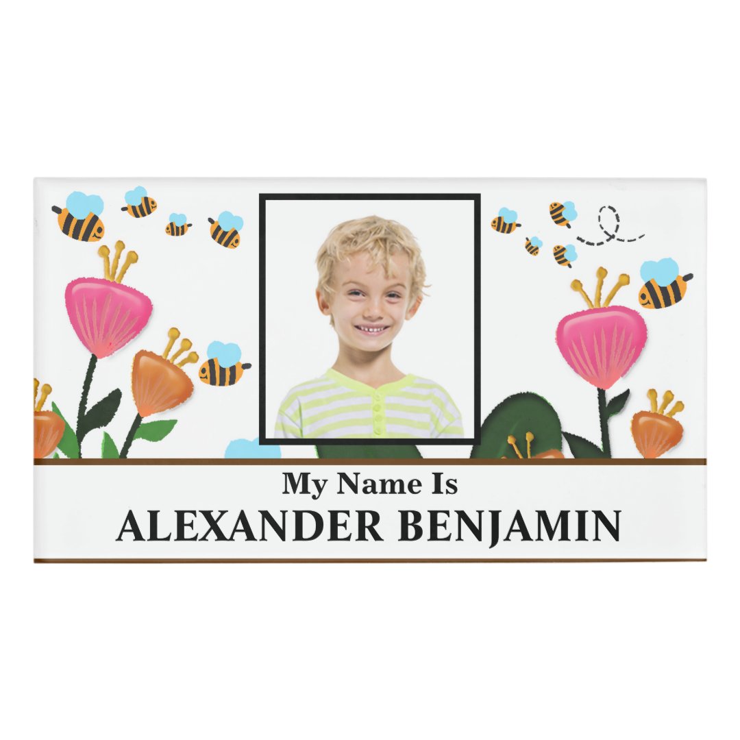 School Student Photo Boy Girl Child Son Daughter Name Tag | Zazzle
