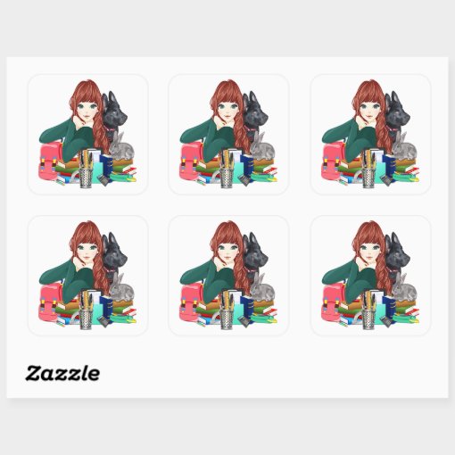 School Study Buddies Furry Friends Sticker, ZKOA Square Sticker | Zazzle