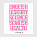 School Subject Stickers, Aesthetic Sticker | Zazzle