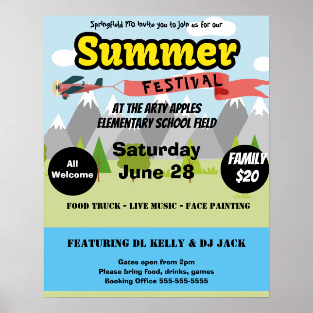 school summer festival, community festival event poster | Zazzle
