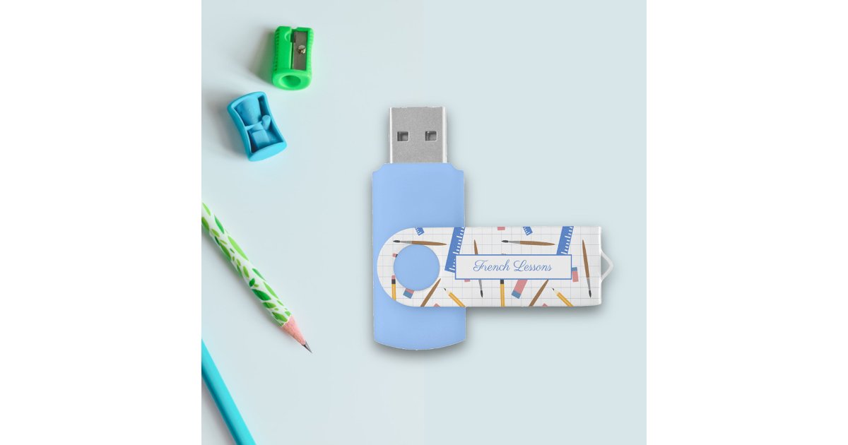 School Supplies Pattern Flash Drive | Zazzle
