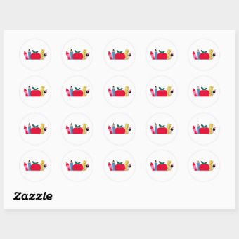 School Supplies Pocket Topper Classic Round Sticker | Zazzle