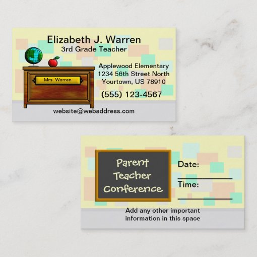 School Teacher Business Card | Zazzle