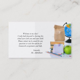 School Teacher Business Card | Zazzle