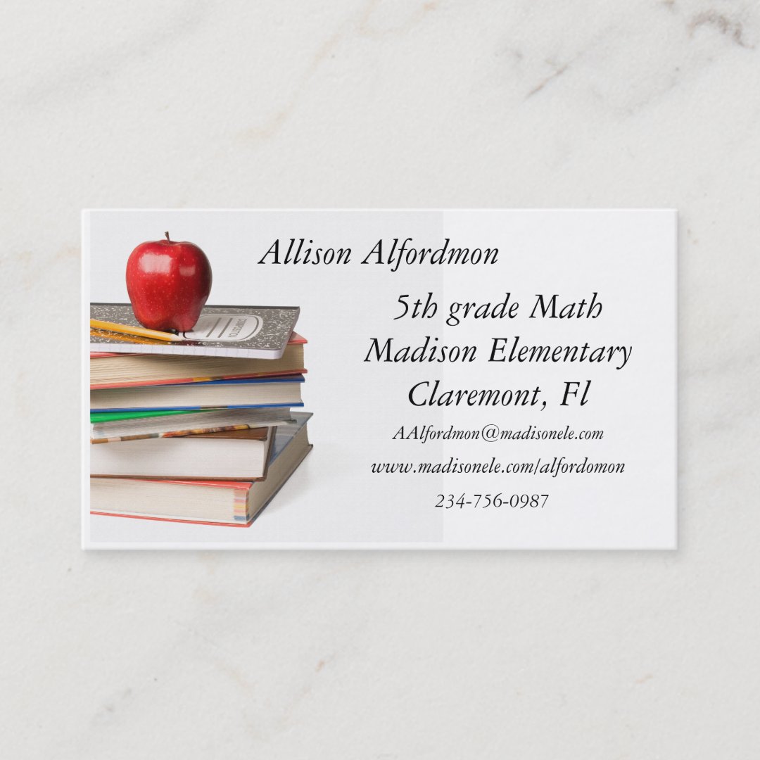School Teacher Business Card | Zazzle