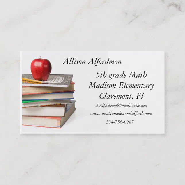 School Teacher Business Card | Zazzle