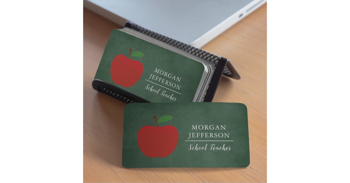 School Teacher Green Chalkboard Modern Business Card | Zazzle