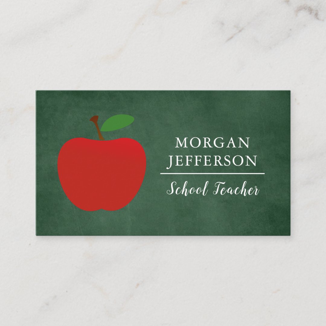 School Teacher Green Chalkboard Modern Business Card | Zazzle