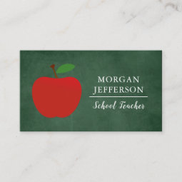 School Teacher Green Chalkboard Modern Business Card | Zazzle