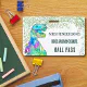 School Teacher Hall Pass Dinosaur Roarsome Badge | Zazzle
