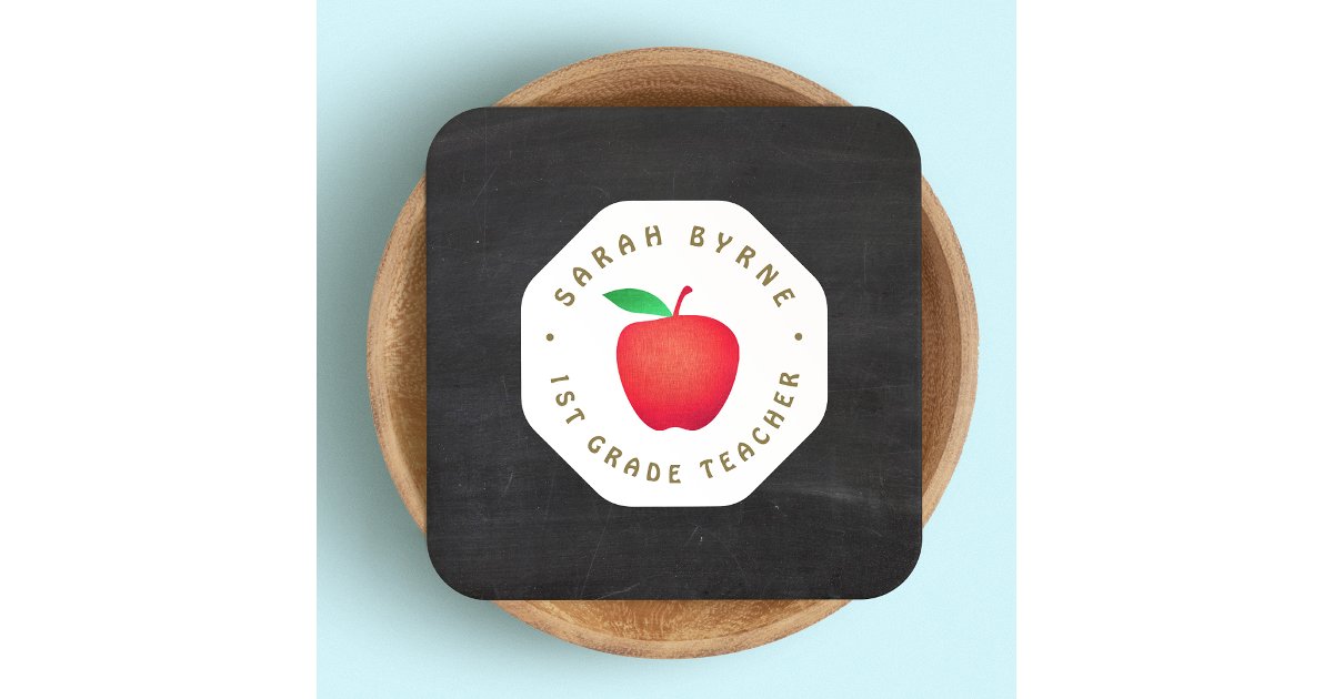 School Teacher Red Apple Chalkboard Business Card | Zazzle