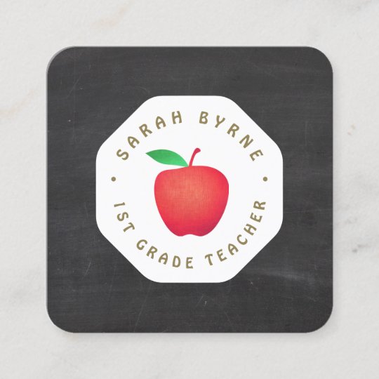 School Teacher Red Apple Chalkboard Business Card | Zazzle.com