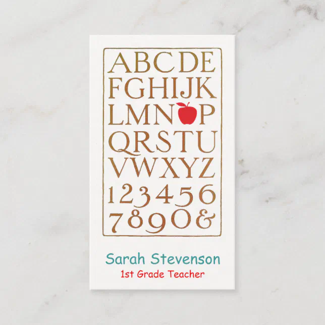 School Teacher Vintage Alphabet Business Card | Zazzle