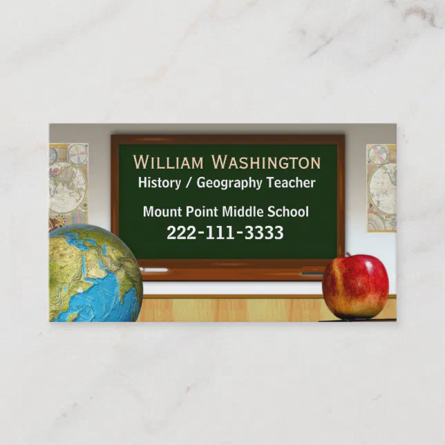 School Teacher's Chalk Board Business Card | Zazzle