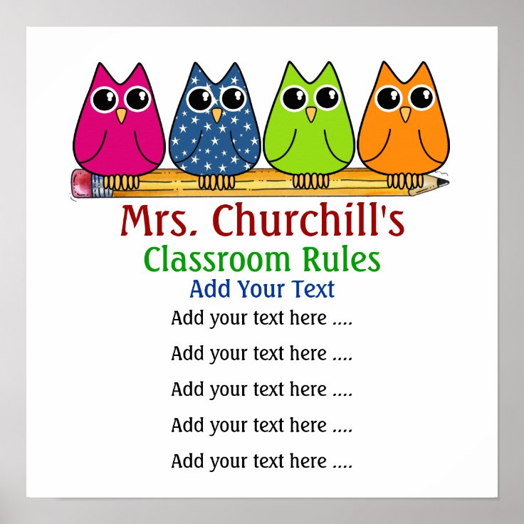 School Teacher's Classroom Rules - SRF Poster | Zazzle