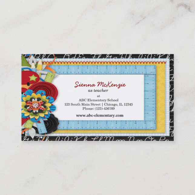 School theme business card | Zazzle