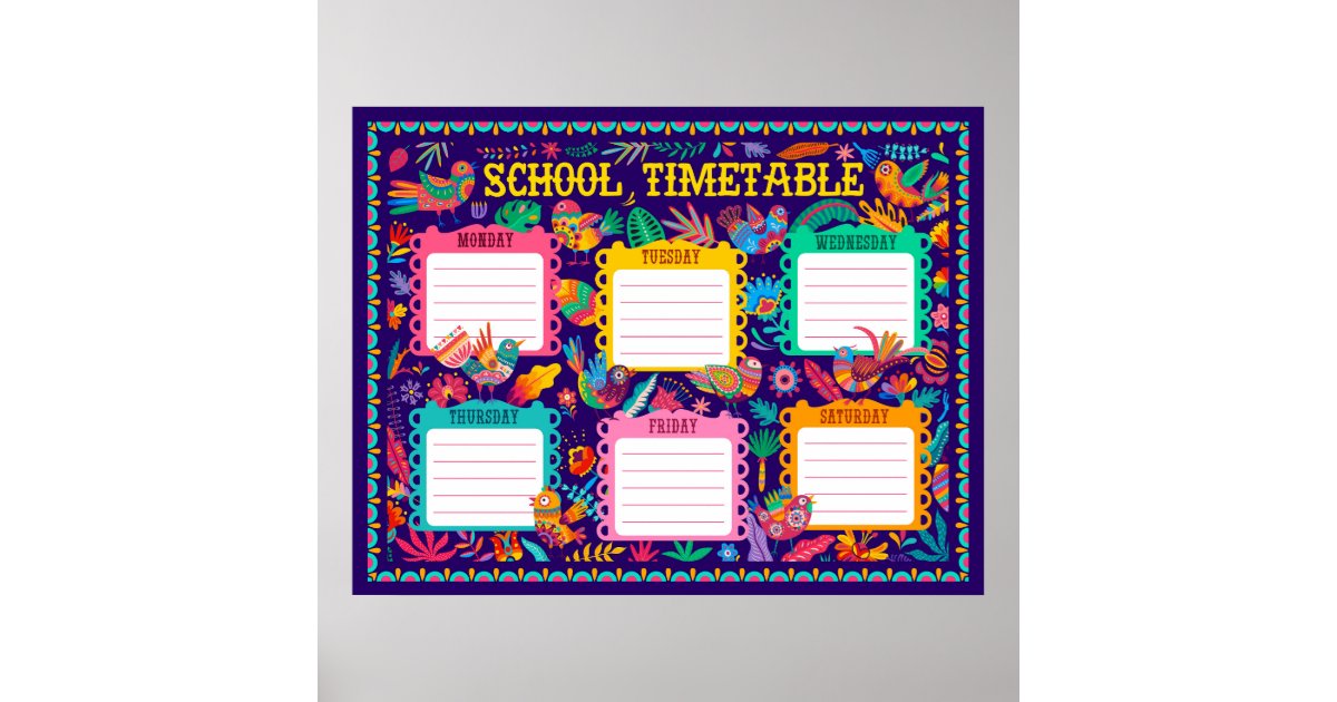 School Timetable Poster | Zazzle