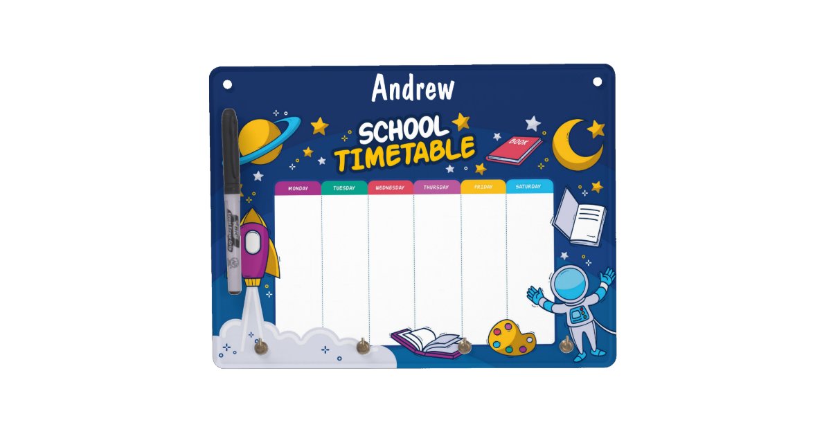 School Timetable Space Astronaut Dry Erase Board | Zazzle