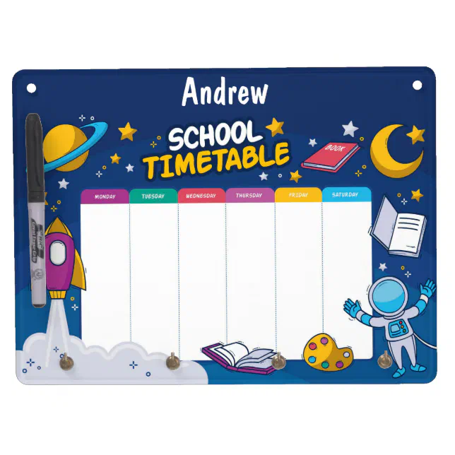 School Timetable Space Astronaut Dry Erase Board | Zazzle