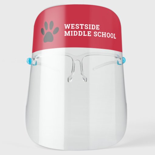 School with Logo Red Face Shield | Zazzle