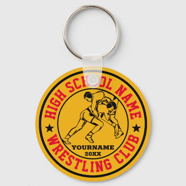 School Wrestling Team Wrestler Custom Color Sports Keychain | Zazzle