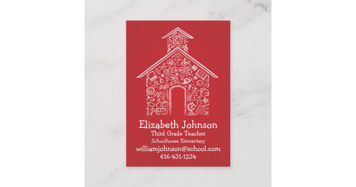 Schoolhouse Teachers Business Card RED | Zazzle