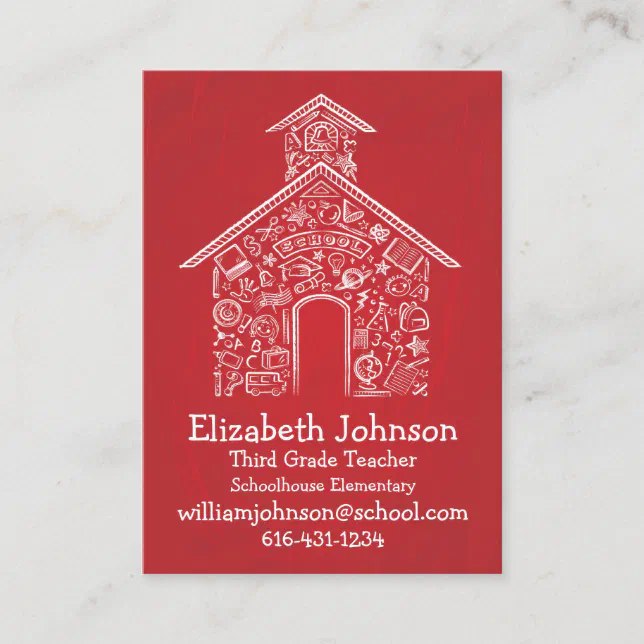 Schoolhouse Teachers Business Card RED | Zazzle