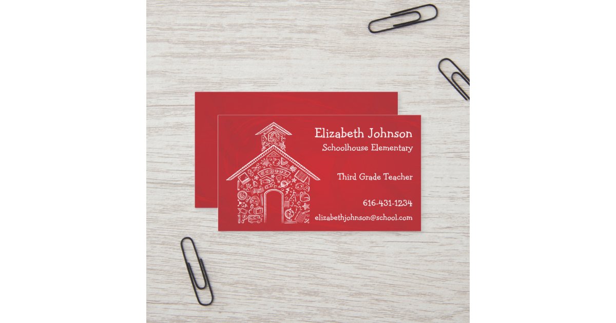 Schoolhouse Teachers Business Card RED | Zazzle