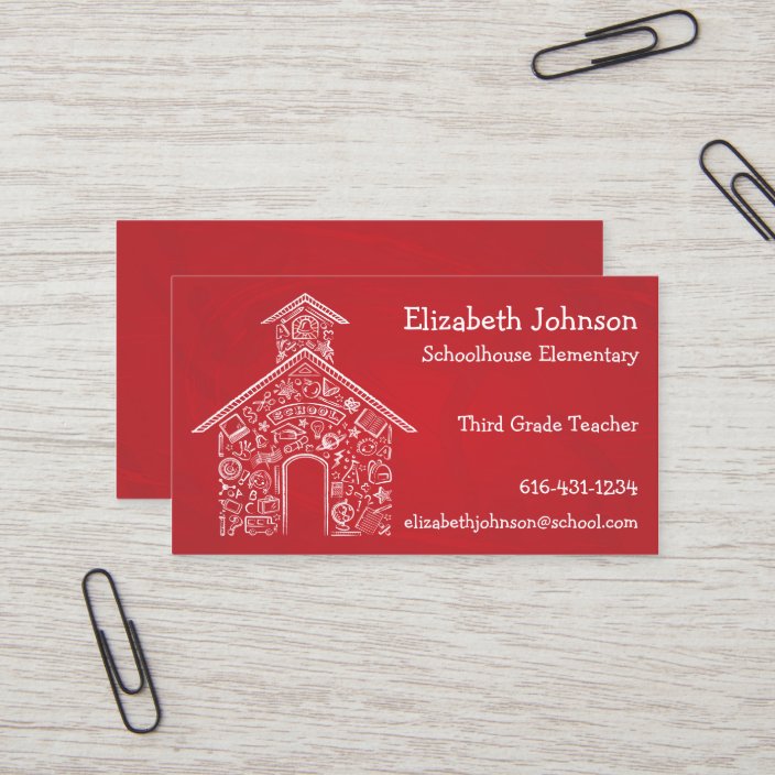 Schoolhouse Teachers Business Card RED | Zazzle.com