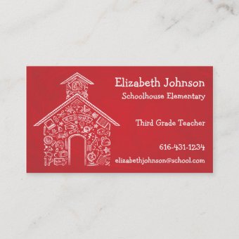 Schoolhouse Teachers Business Card RED | Zazzle