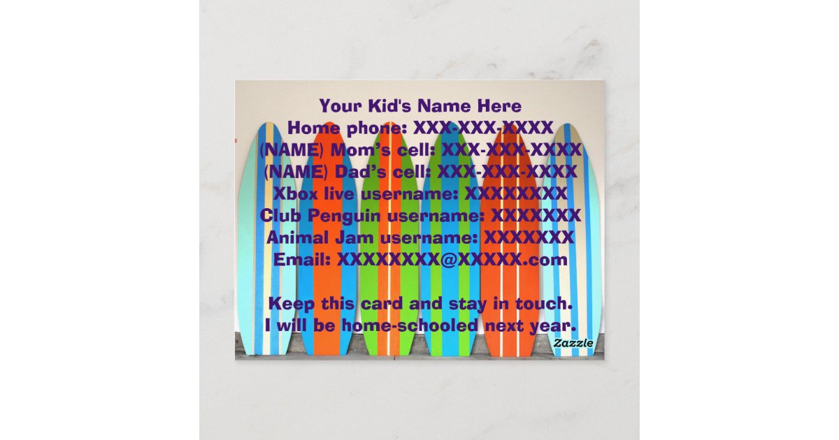 SCHOOL'S OUT! Contact Card | Zazzle