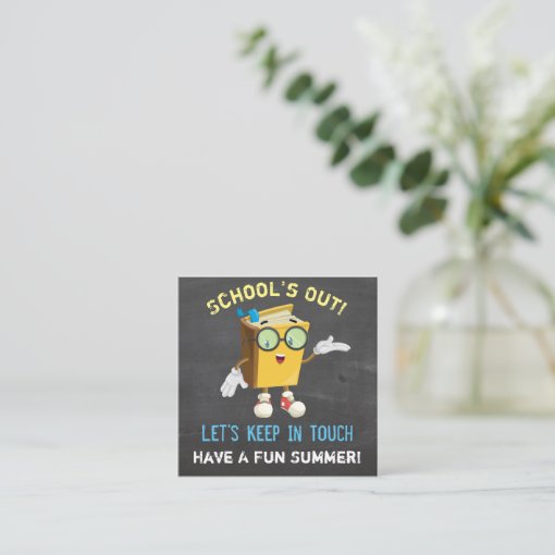 "Schools Out Keep In Touch" Child's Playdate Square Business Card | Zazzle