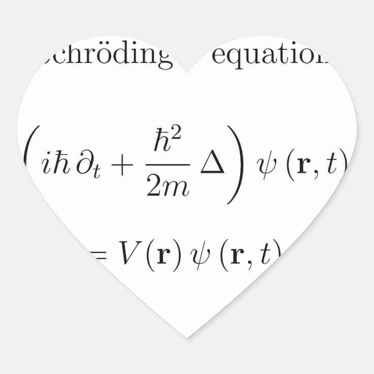 Schrodinger equation with name heart sticker | Zazzle