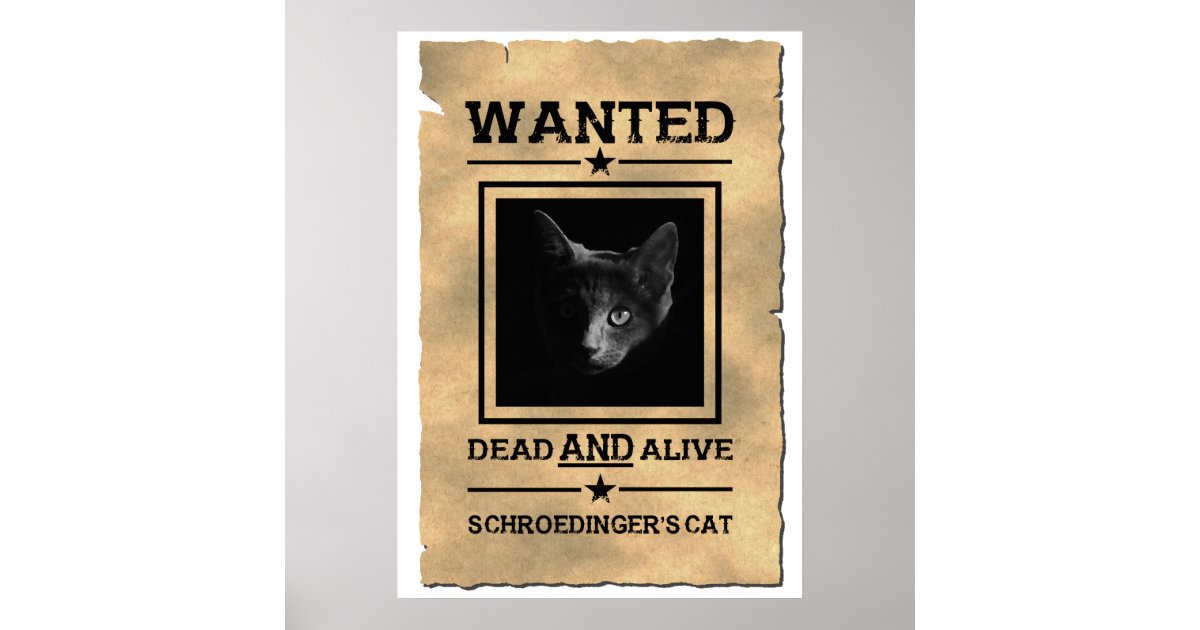 Schroedinger's Cat Wanted Poster | Physics Joke | Zazzle.com