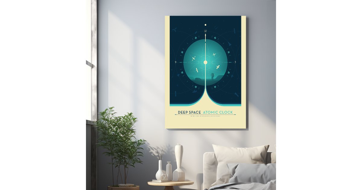 Sci-Fi Ad, Blue Atomic Clock, Deep Space Foam Core Photo Tile | Zazzle