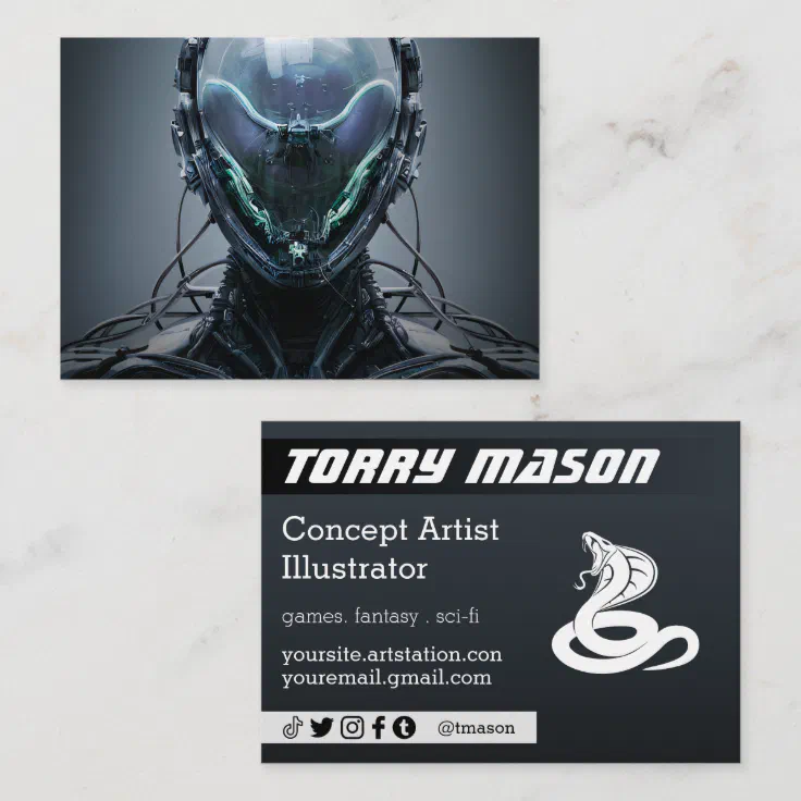 Sci fi Cyberpunk Droid Business Card | Zazzle