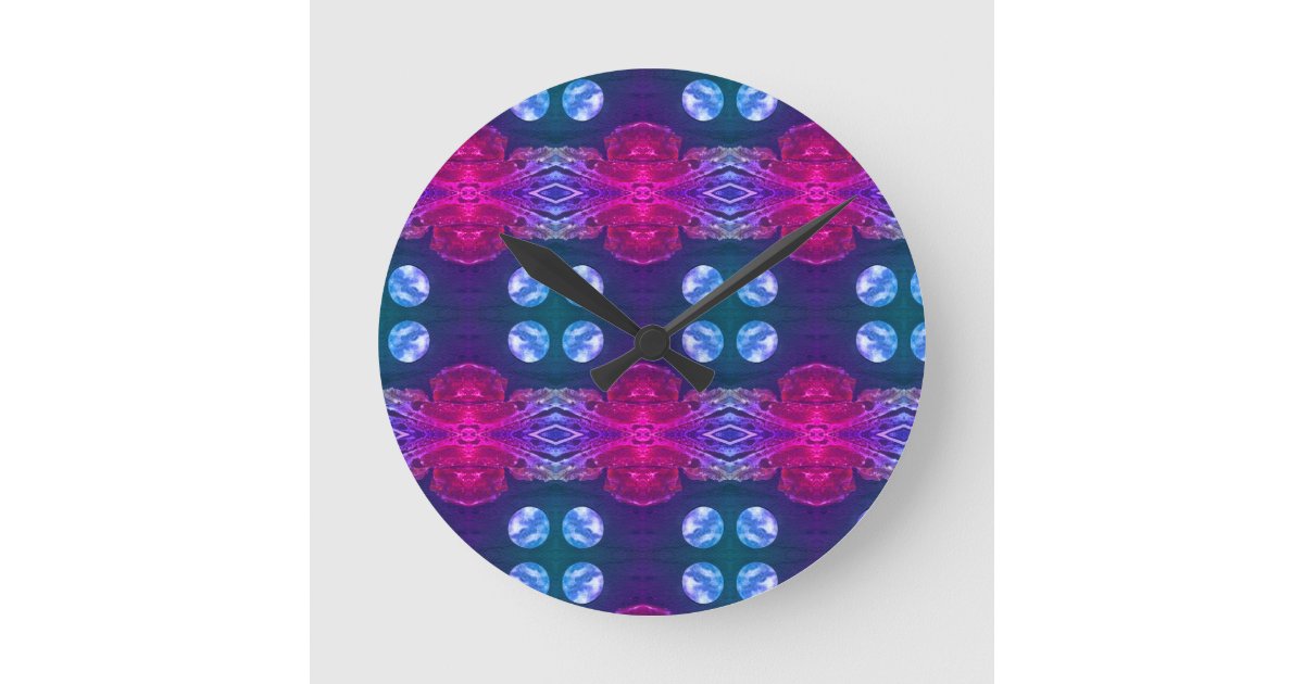 Sci-Fi - fantasy alien space planet worlds Round Clock | Zazzle