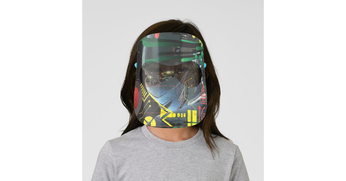 Sci-Fi Futuristic Robot Technology Halloween Face Shield | Zazzle