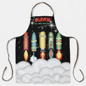 Sci-fi retro rockets outer space personalized apron | Zazzle