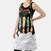 Sci-fi retro rockets outer space personalized apron | Zazzle